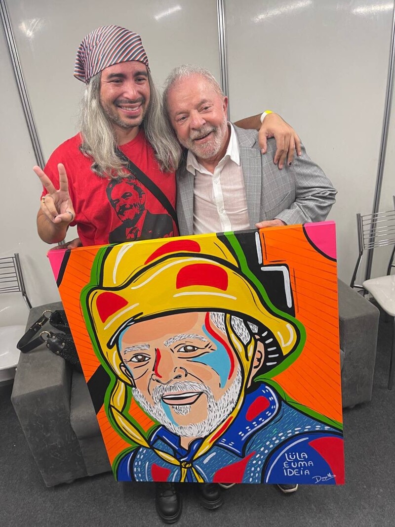 Artista de São Gonçalo homenageia Lula com retrato em tela colorida ...