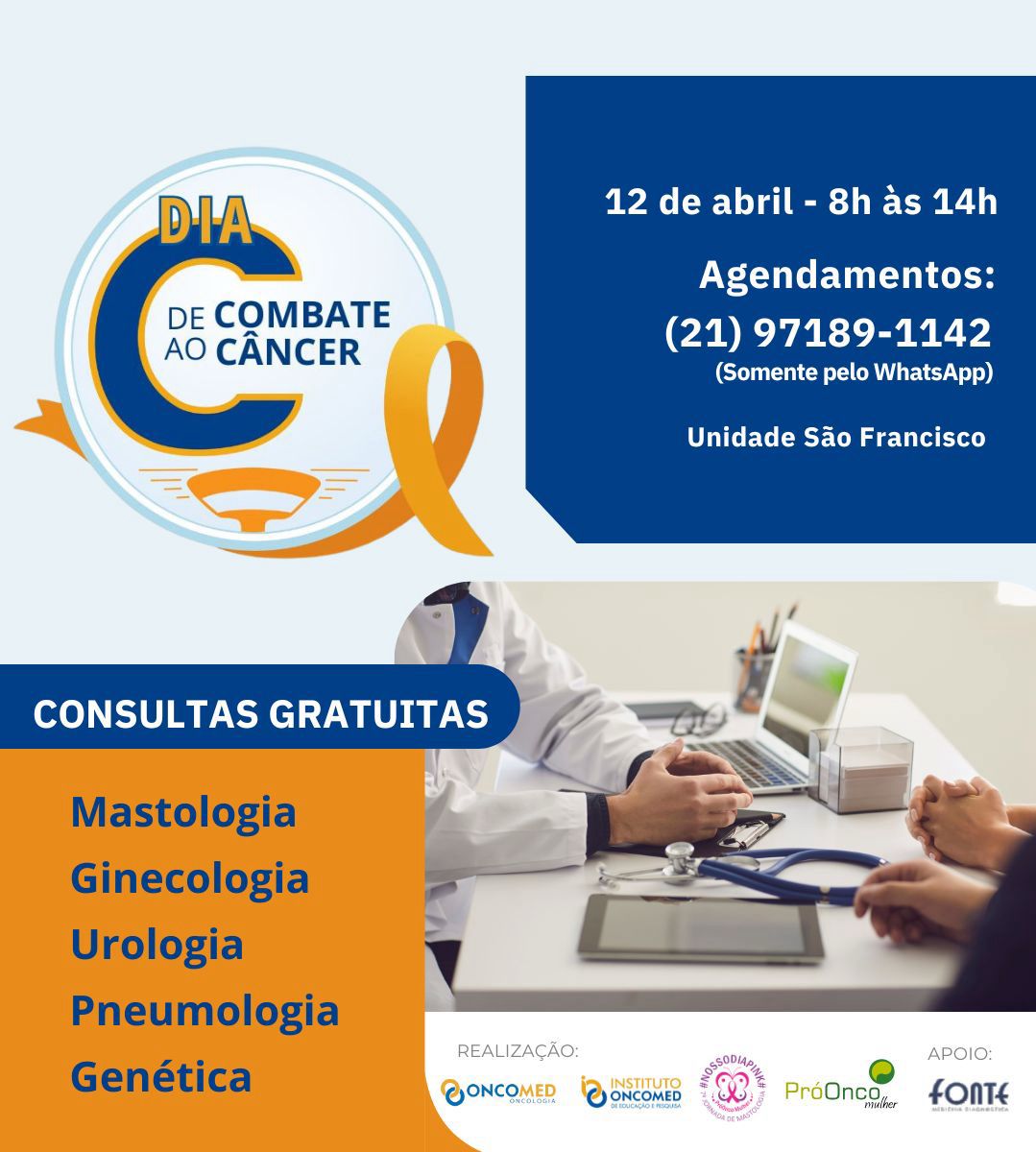 Oncomed e Pró-Onco Mulher oferecem consultas gratuitas para marcar o ...