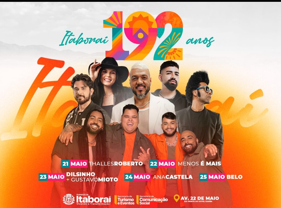 Itaboraí 192 anos: cidade terá shows de Thalles Roberto, Ana Castela ...